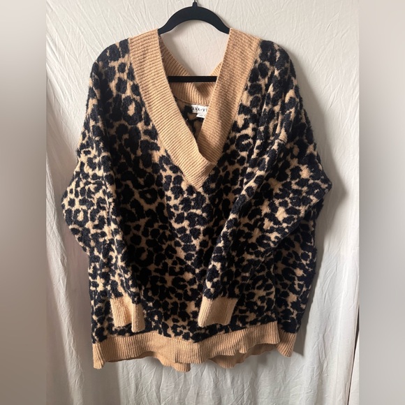 Ava & Viv | Sweaters | Ava Viv Animal Print Vneck Sweater Black And ...